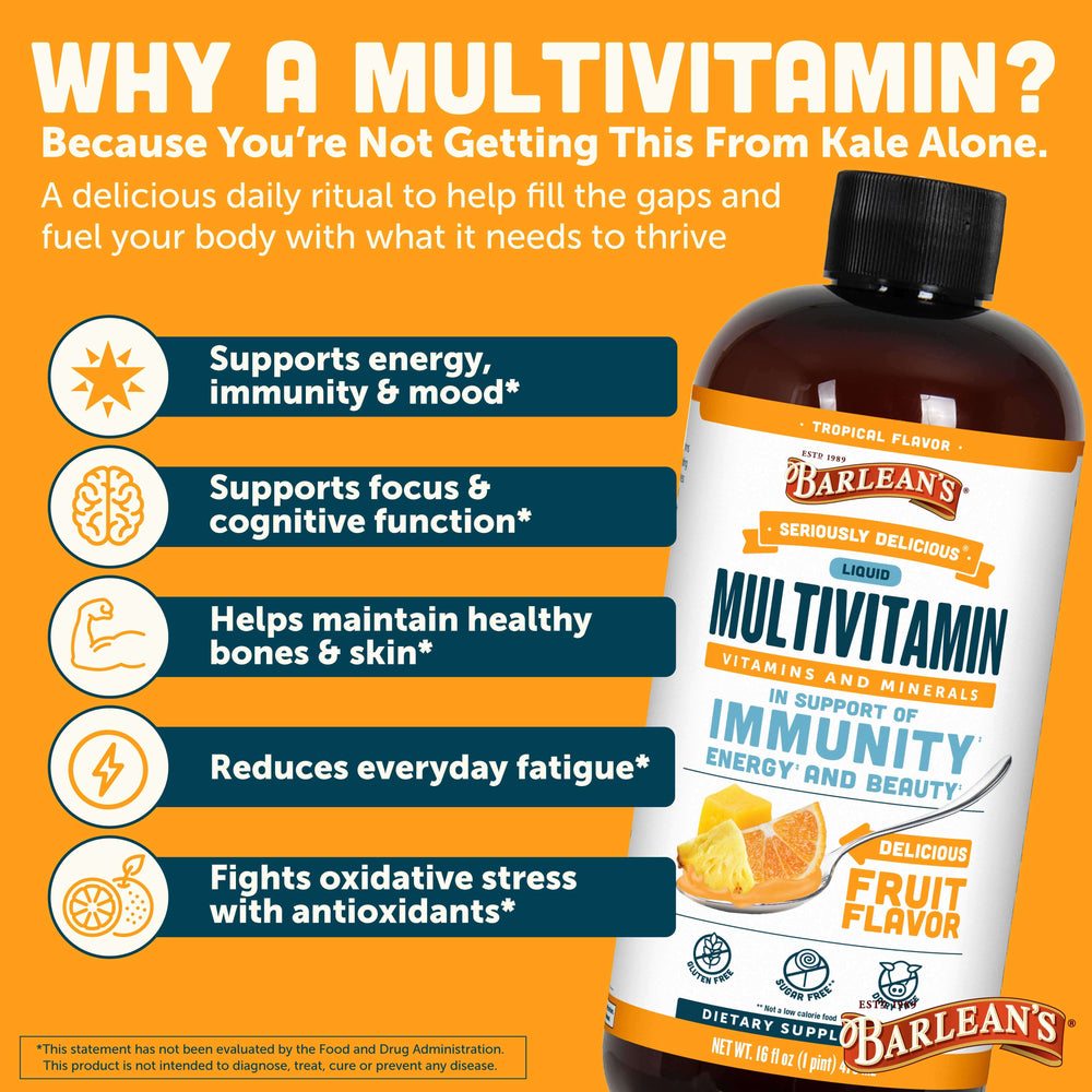 Tropical Liquid Multivitamin | Energy & Immunity | Barlean's