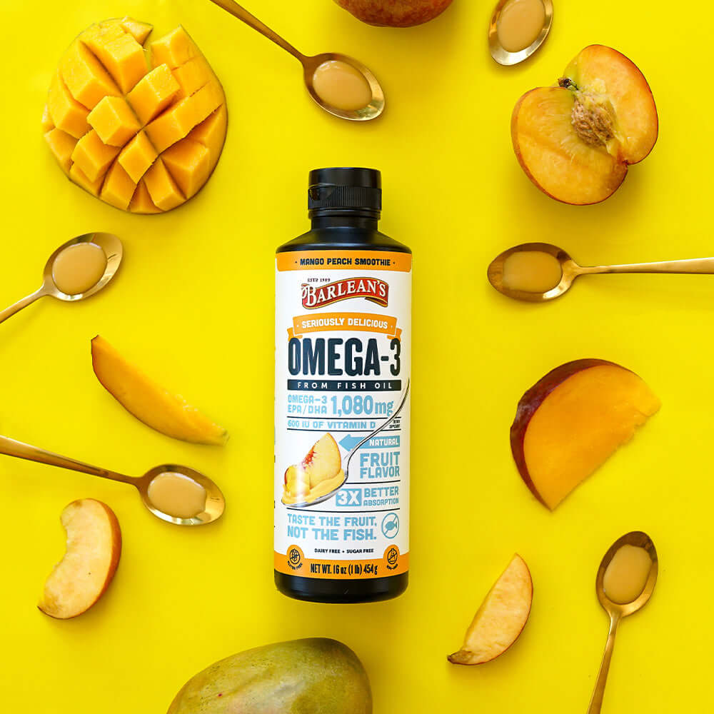 Mango Fish Oil With Vitamin D | Omega-3 Mango Peach Fish Oil | Barlean ...