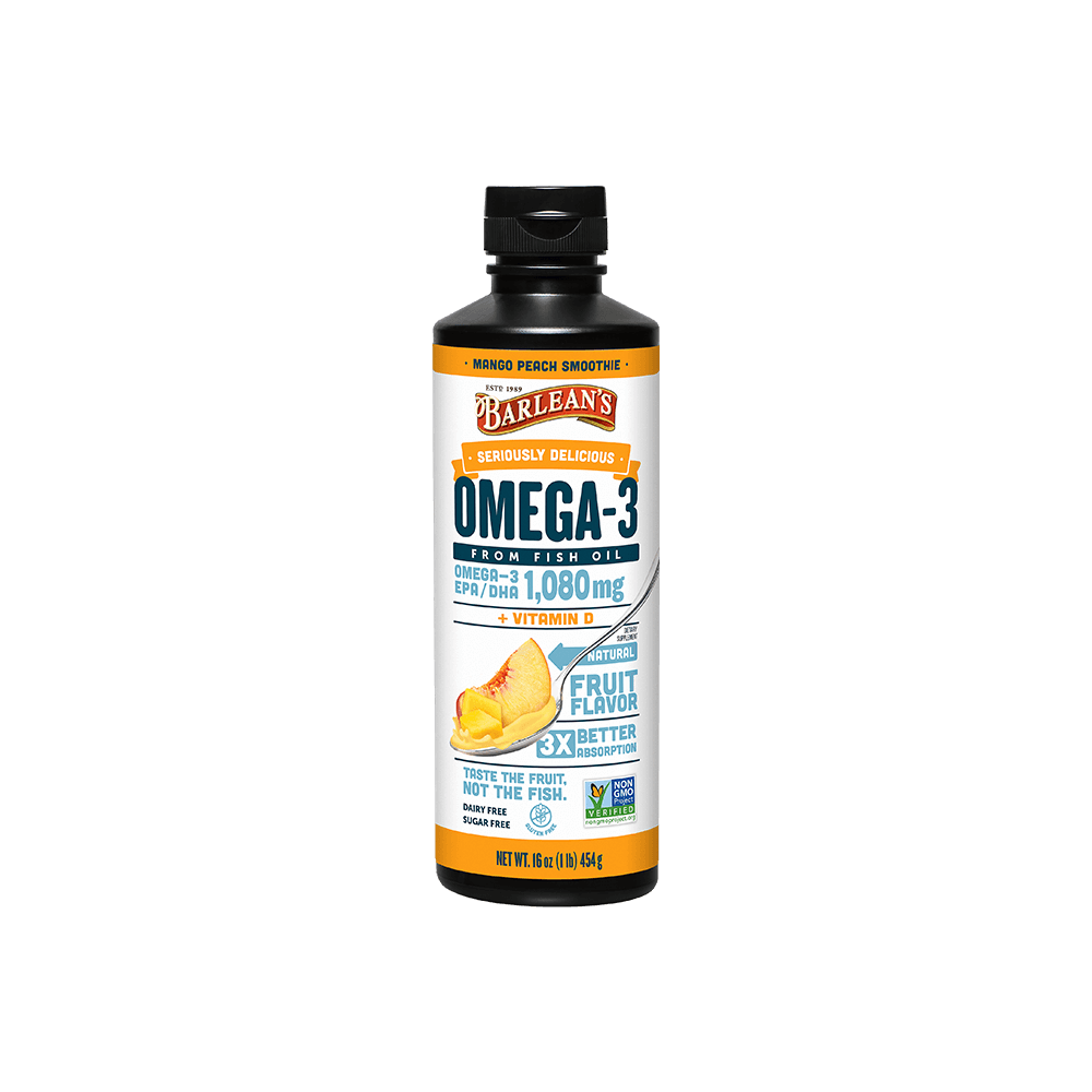 Mango Fish Oil With Vitamin D | Omega-3 Mango Peach Fish Oil | Barlean ...
